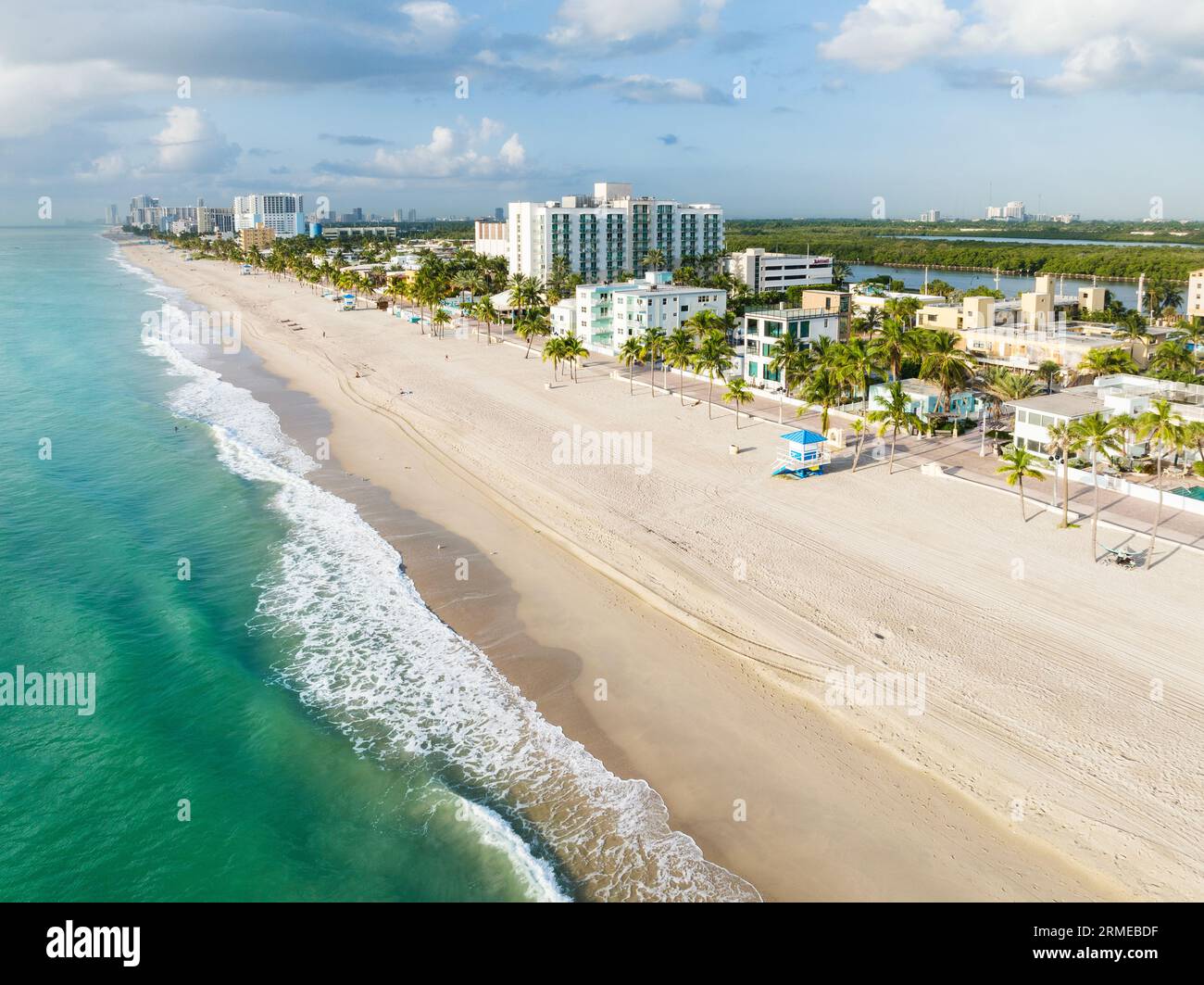 Aerial Panoramic View, Hollywood Beach, Miami, Florida Stock Photo - Alamy