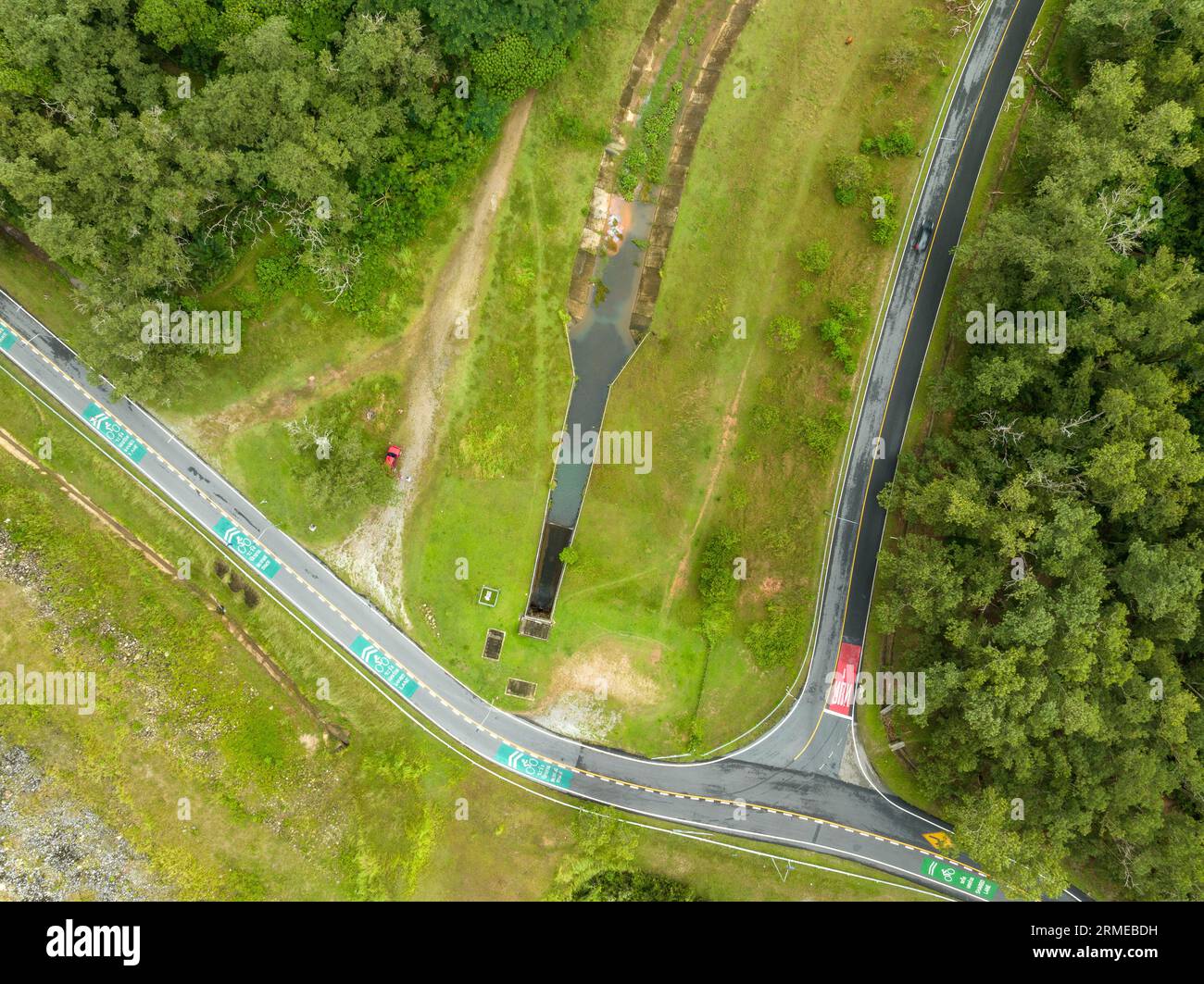 Aerial view road with landscape trees forest background Stock Photo - Alamy
