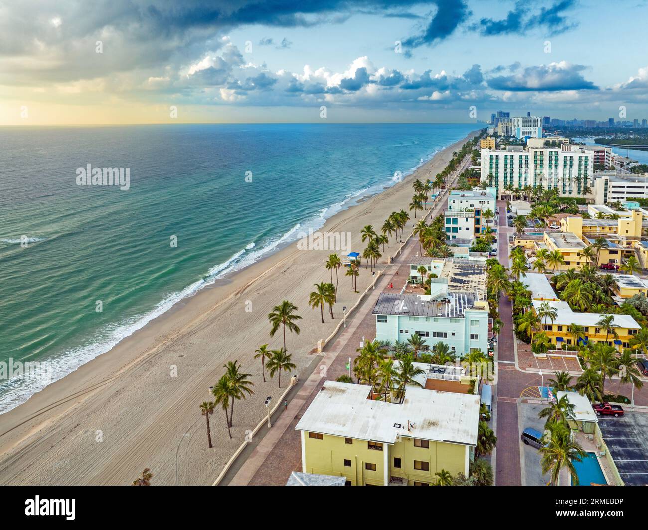 Aerial Panoramic View, Hollywood Beach, Miami, Florida Stock Photo - Alamy