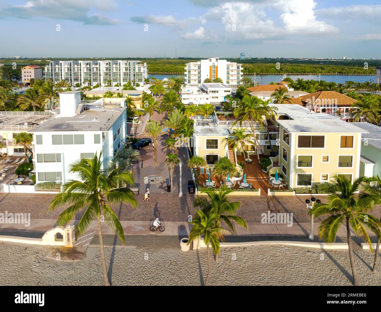 Aerial Panoramic View, Hollywood Beach, Miami, Florida Stock Photo - Alamy