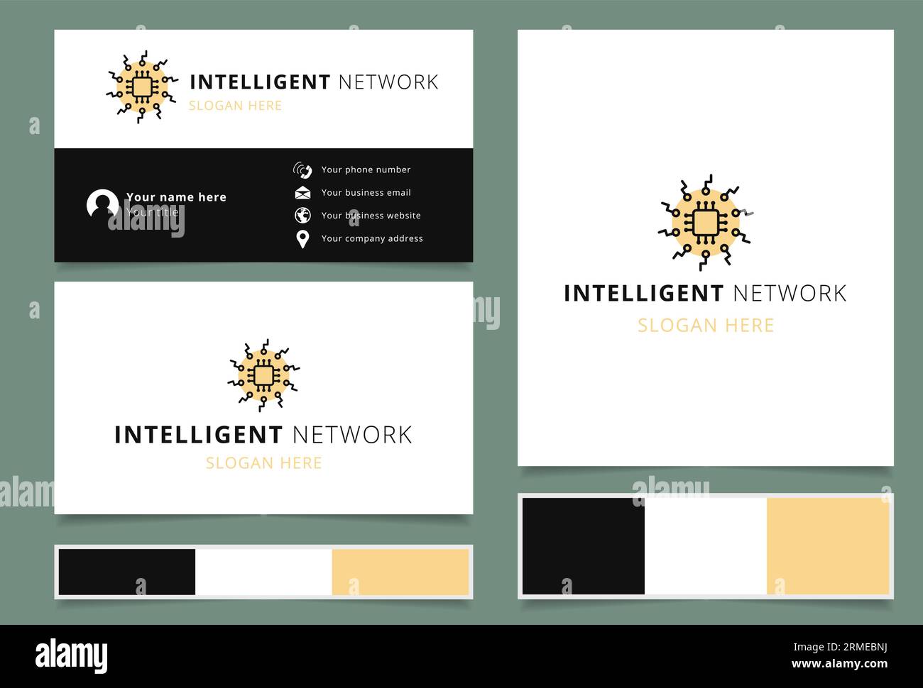 Intelligent network logo design with editable slogan. Branding book and ...
