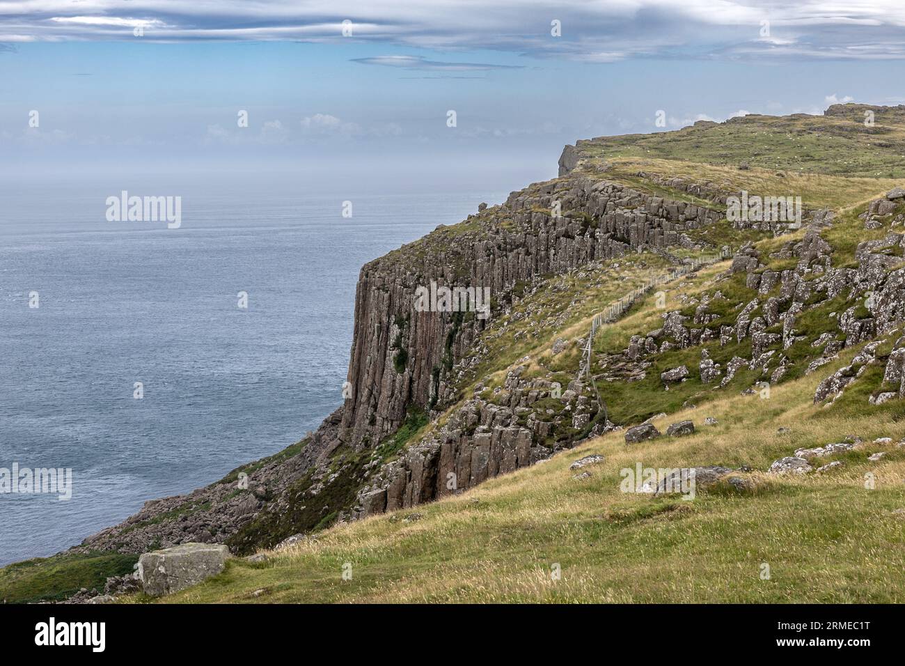 Fairhead Cliffs, Basalt columns and pasture, Northern Ireland, UK Stock ...