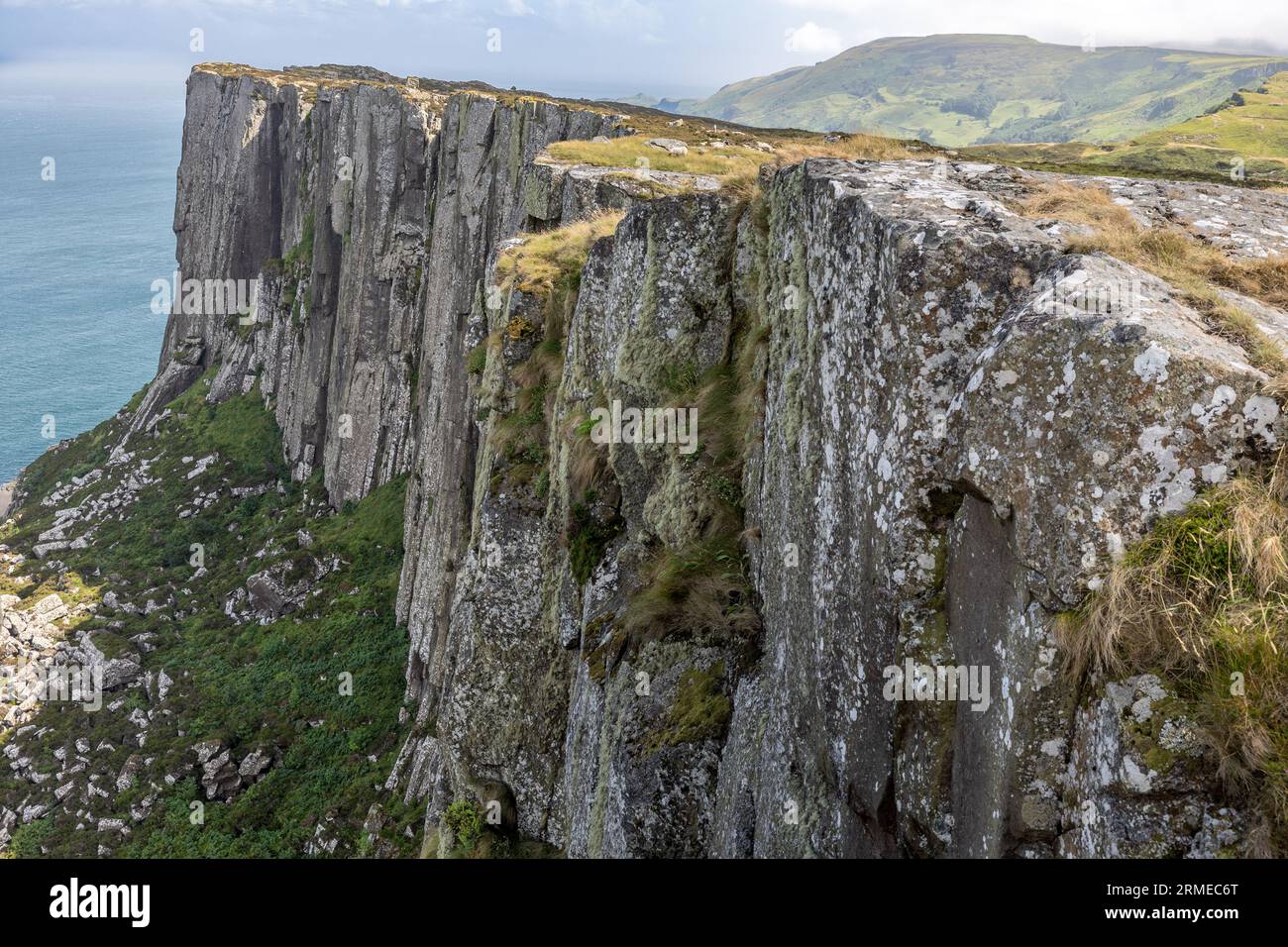 Fairhead Cliffs, Basalt columns and pasture, Northern Ireland, UK Stock ...