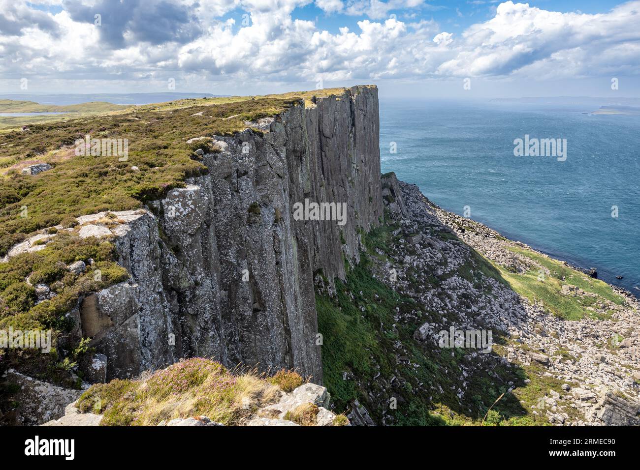 Fairhead Cliffs, Basalt columns and pasture, Northern Ireland, UK Stock ...