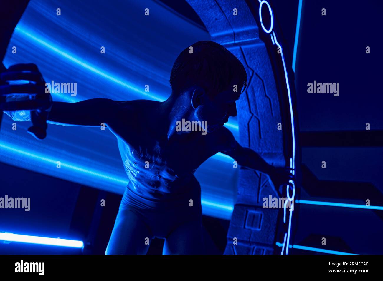 scientific discovery, otherworldly humanoid near innovative device in ...