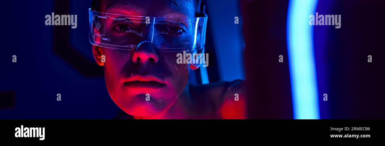 cosmic phenomenon, humanoid alien in goggles looking at camera in ...