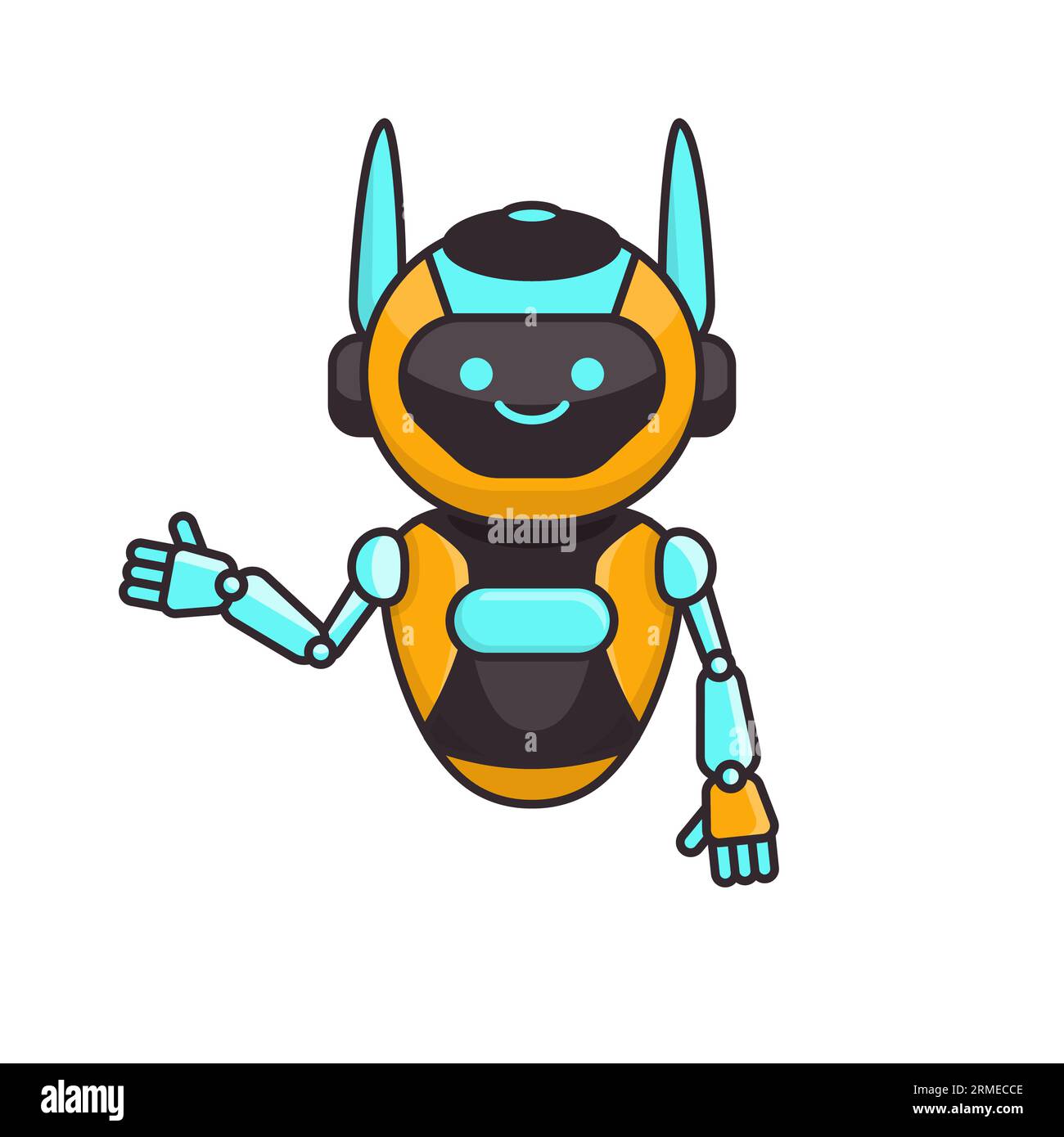 Robot presenting or welcoming gesture vector illustration. Cute robot ...