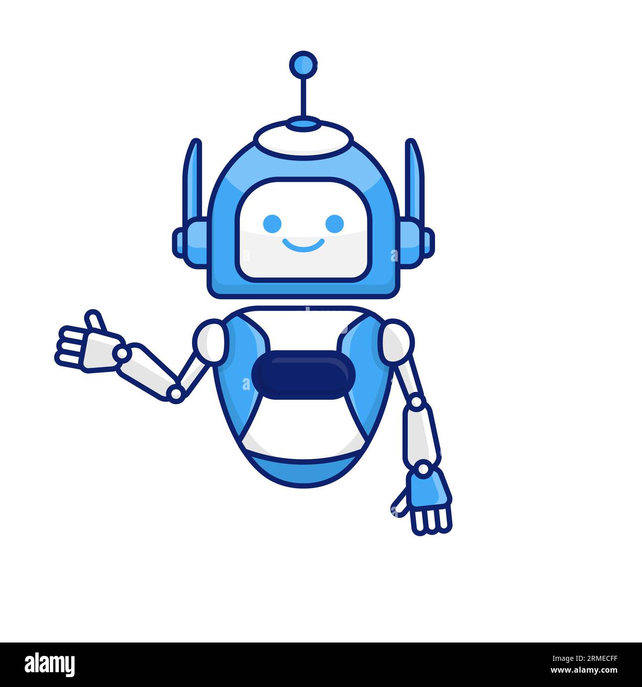 Robot presenting or welcoming gesture vector illustration. Cute robot ...