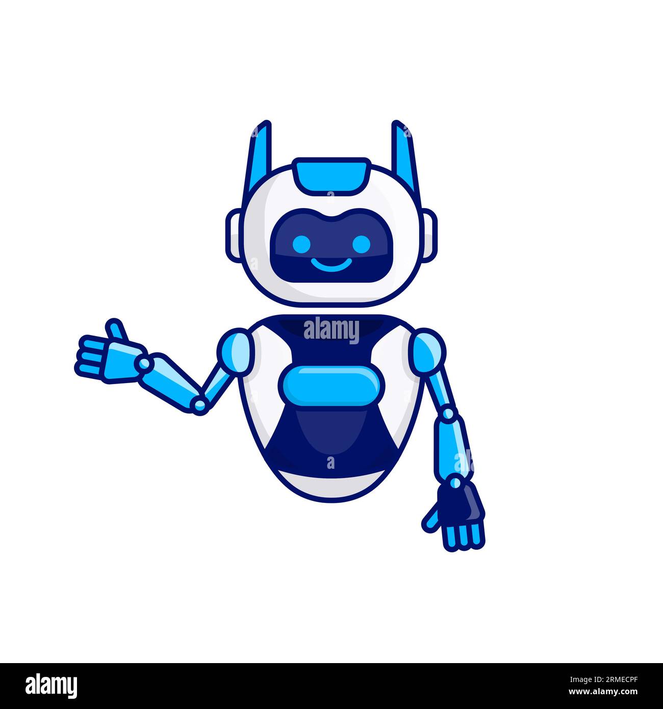 Robot presenting or welcoming gesture vector illustration. Cute robot ...
