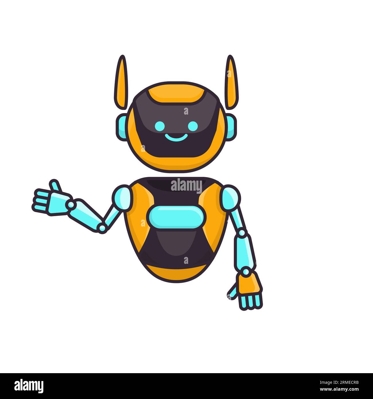 Robot presenting or welcoming gesture vector illustration. Cute robot ... Robot presenting or welcoming gesture vector illustration. Cute robot ...