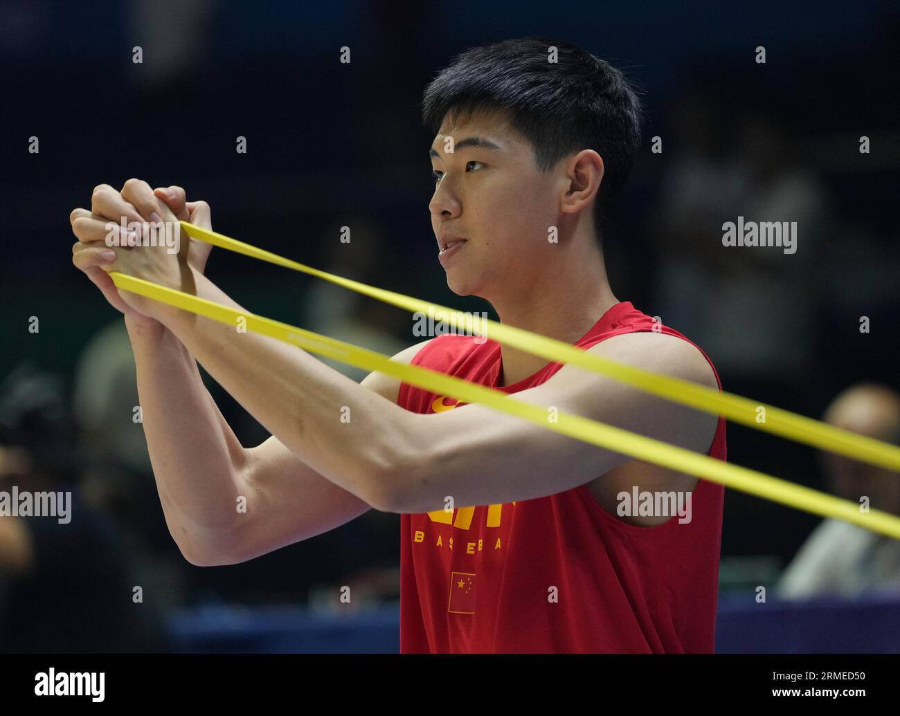 Manila, Philippines. 28th Aug, 2023. Cui Yongxi of China warms up ...