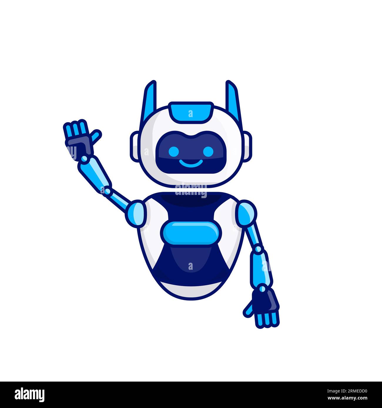 Robot Character Say Hi Hello Vector Illustration Cute Robot Cartoon