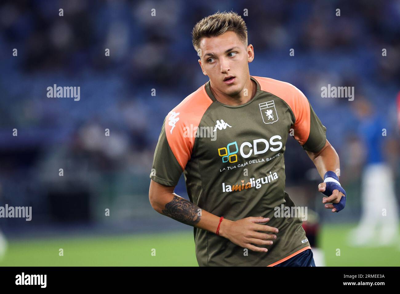 Rome, Italie. 27th Aug, 2023. Mateo Retegui of Genoa warming up before ...