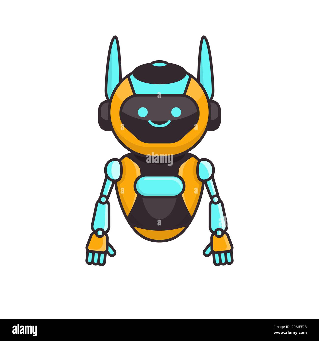Robot character pose vector illustration design. Cute Cartoon Robot ...