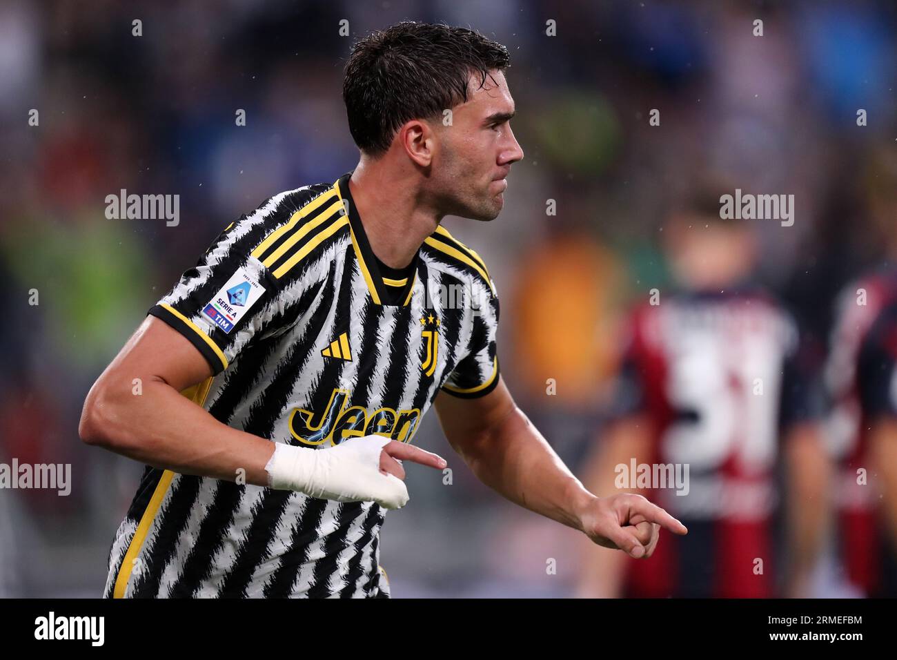 Torino, Italy. 27th Aug, 2023. Dusan Vlahovic of Juventus Fc gestures ...
