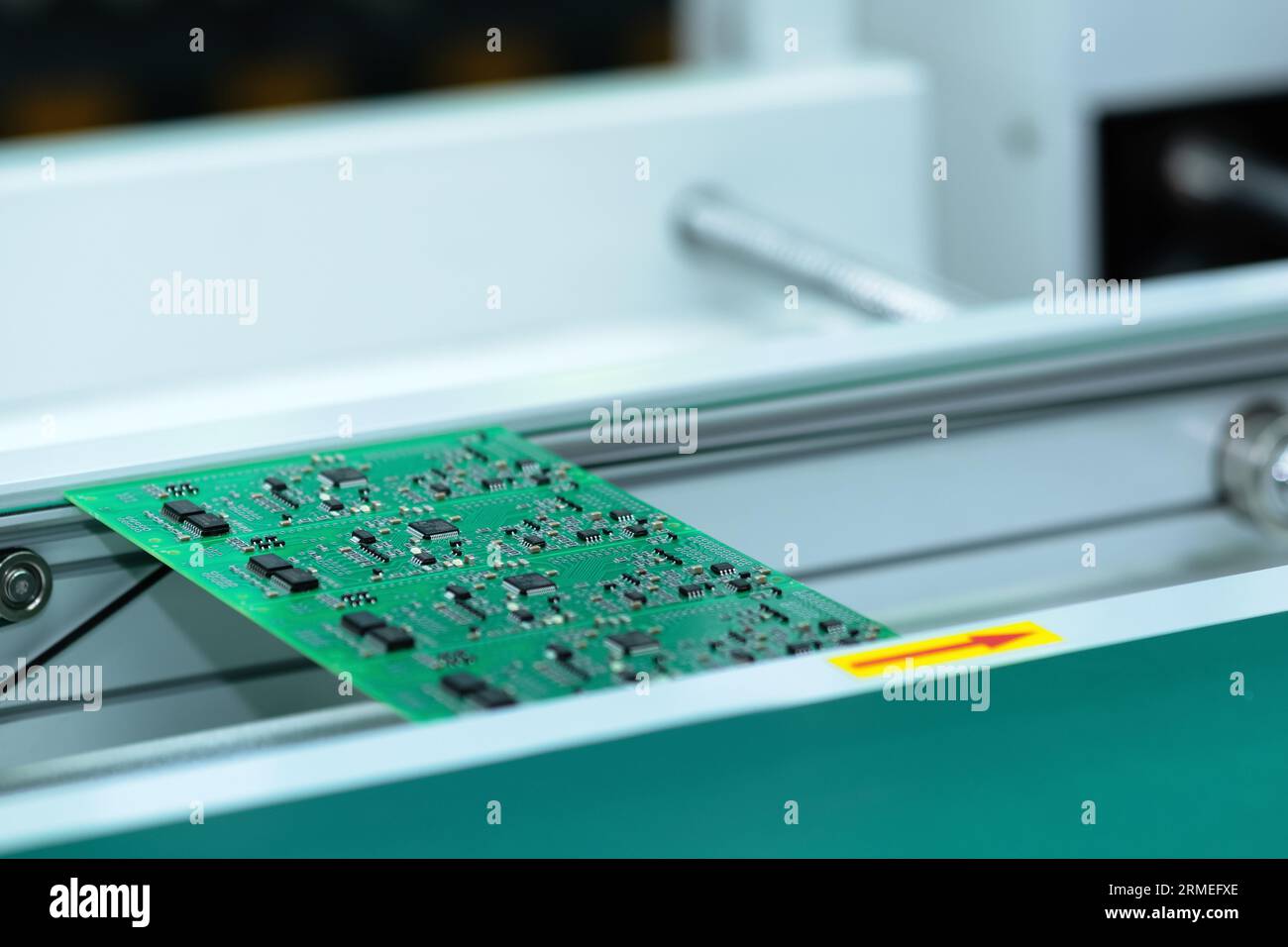 Perm, Russia - June 29, 2023: stage of PCB production on the conveyor ...