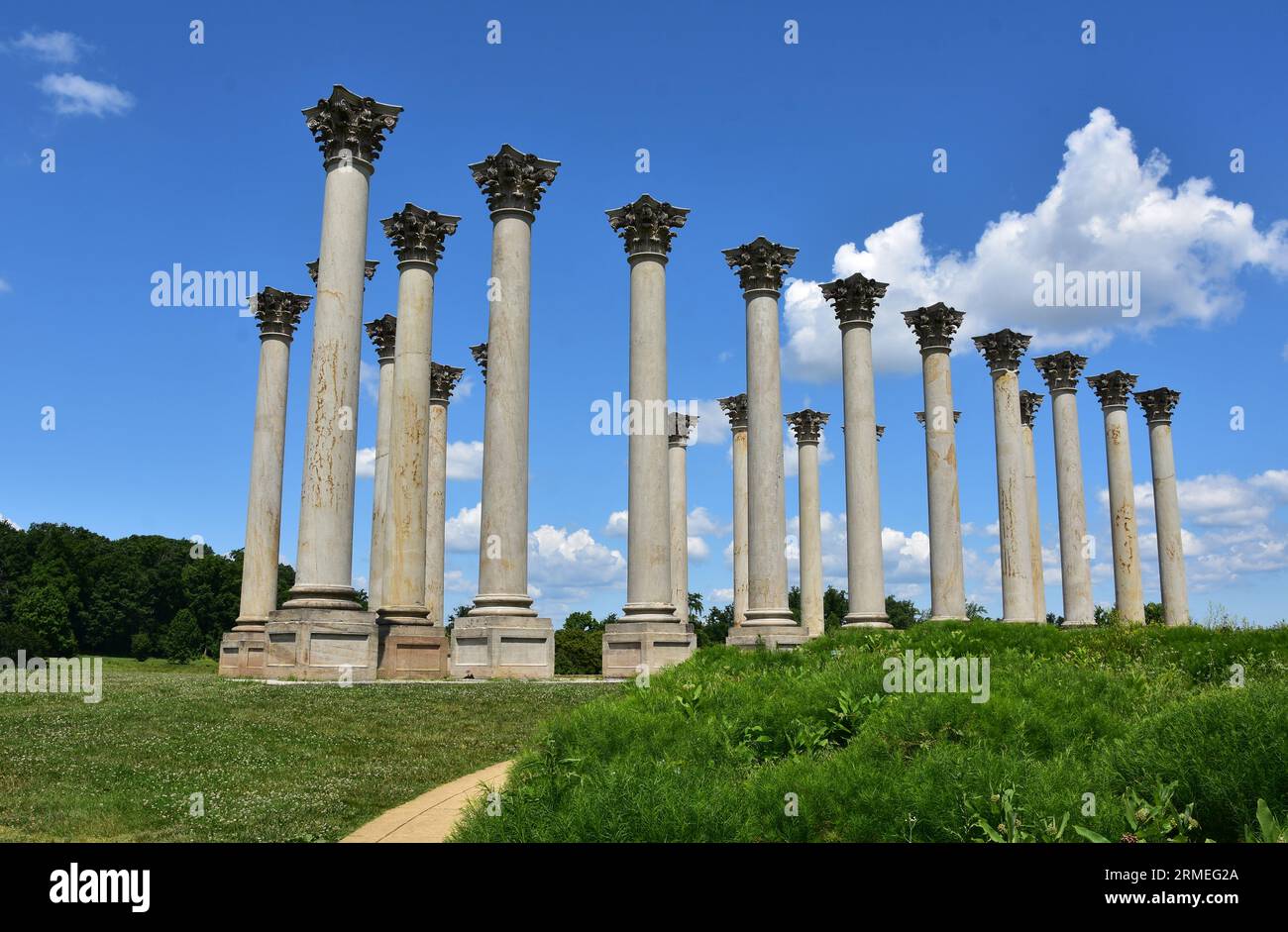 Amazing view of concrete columns on a spring day in Washington DC Stock ...