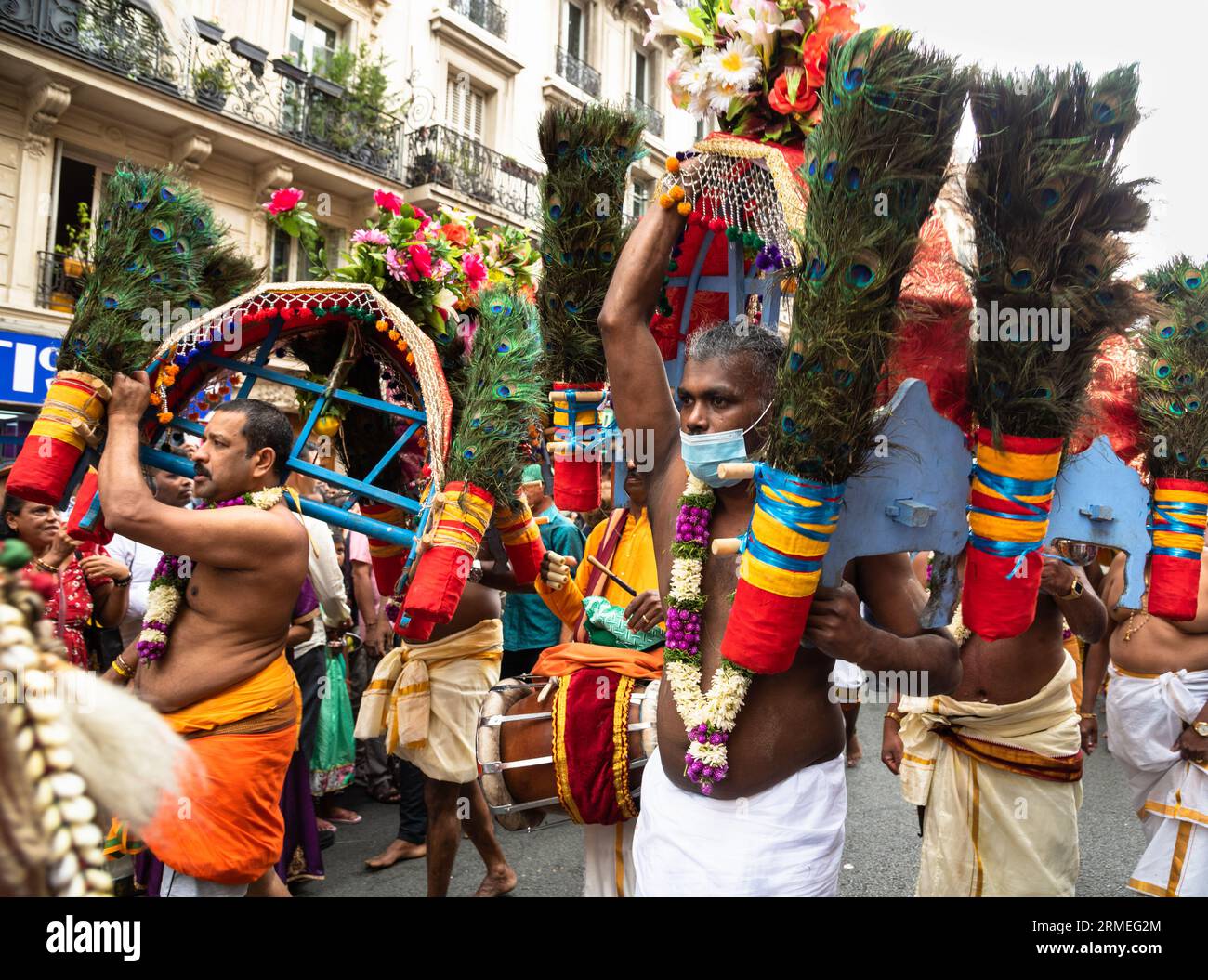 Paris, France, 27th Aug, 2023. Festival of the god Ganesh. Offerings ...