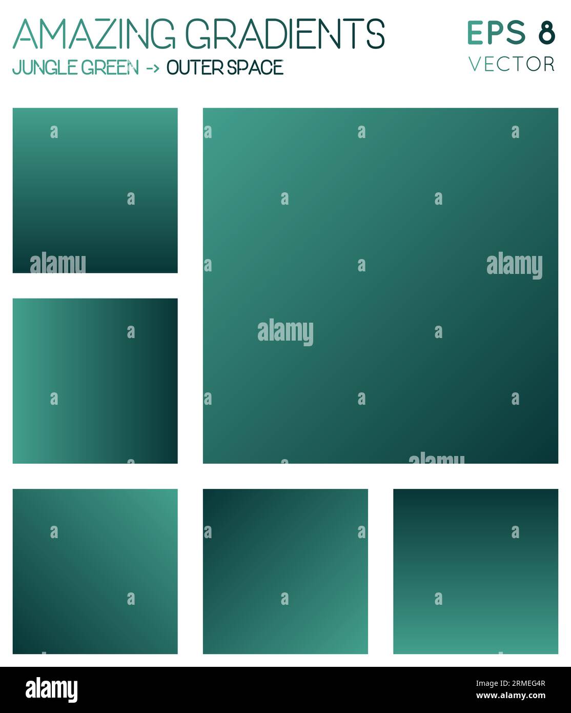 Colorful gradients in jungle green and outer space color tones ...