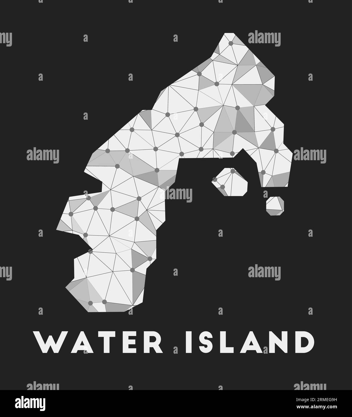 Water Island - communication network map. Water Island trendy geometric ...