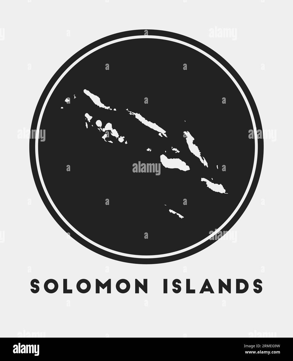 Solomon Islands icon. Round logo with country map and title. Stylish ...