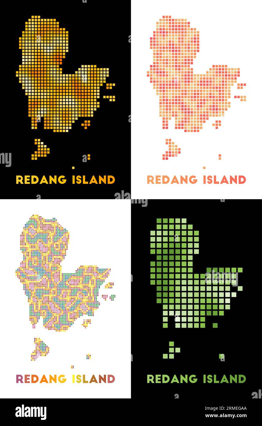 Redang Island map. Collection of map of Redang Island in dotted style ...