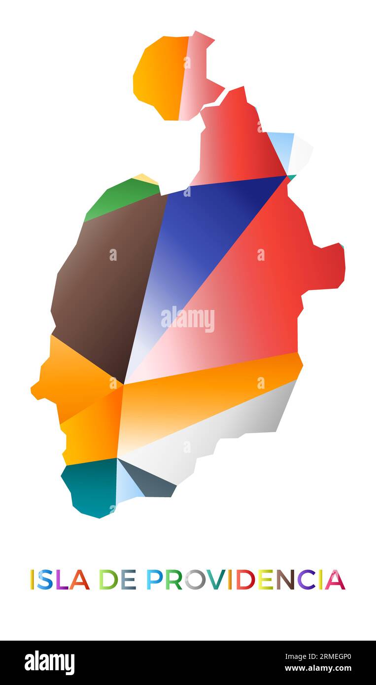 Bright colored Isla de Providencia shape. Multicolor geometric style ...