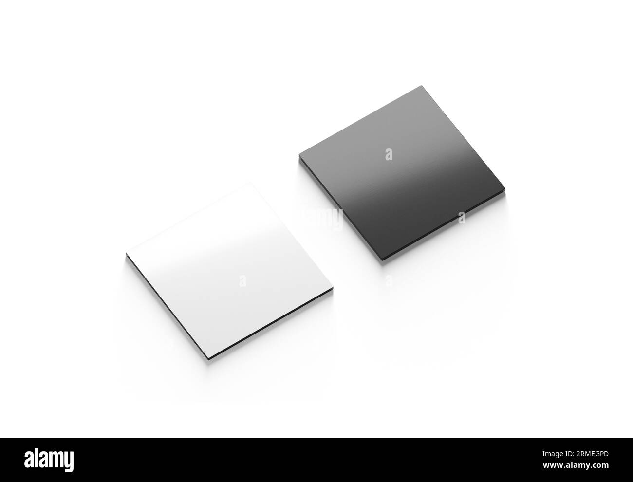 Blank black and white square fridge magnet mockup, side view Stock ...