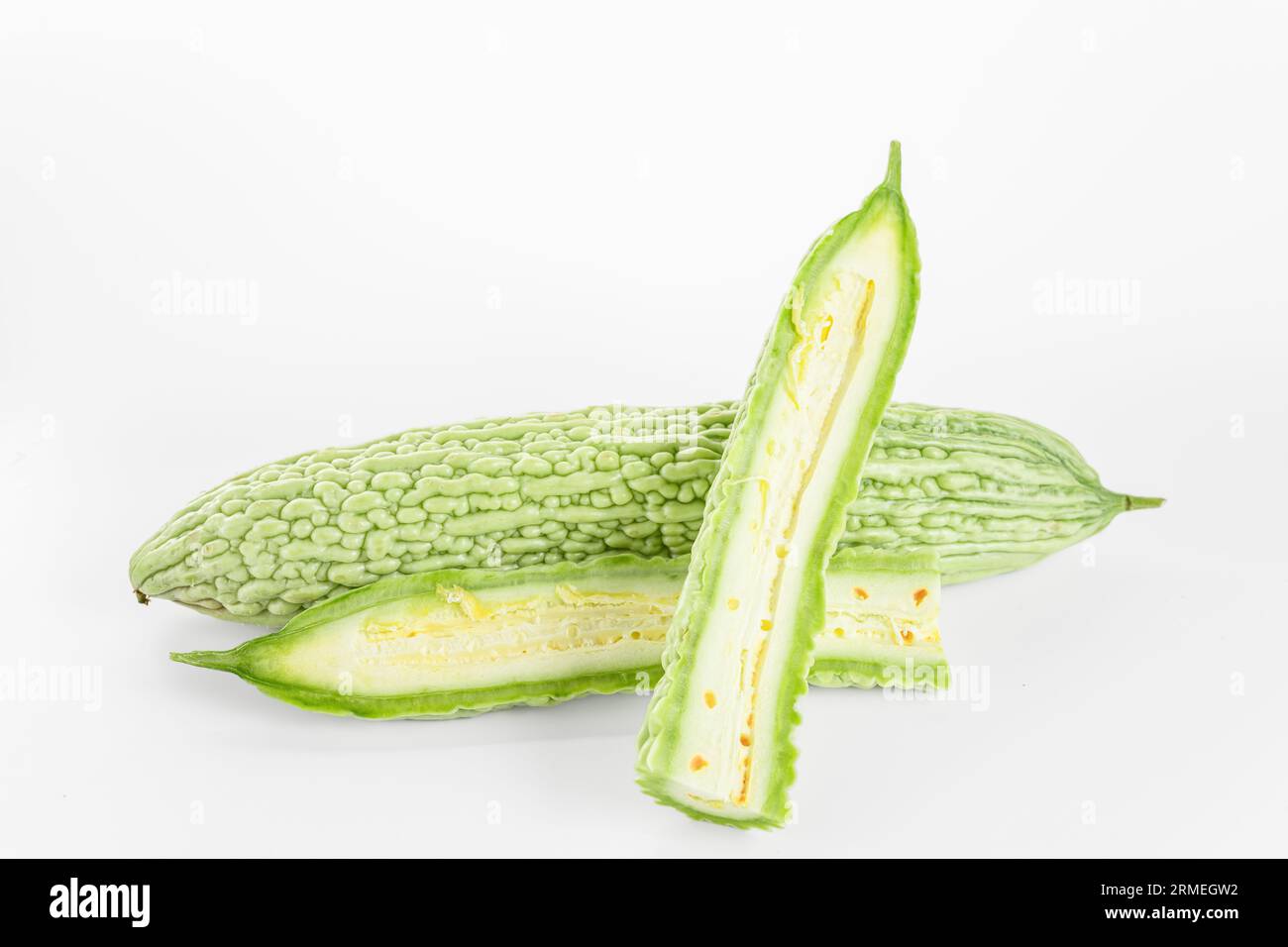 Bitter gourd on a white background Stock Photo - Alamy