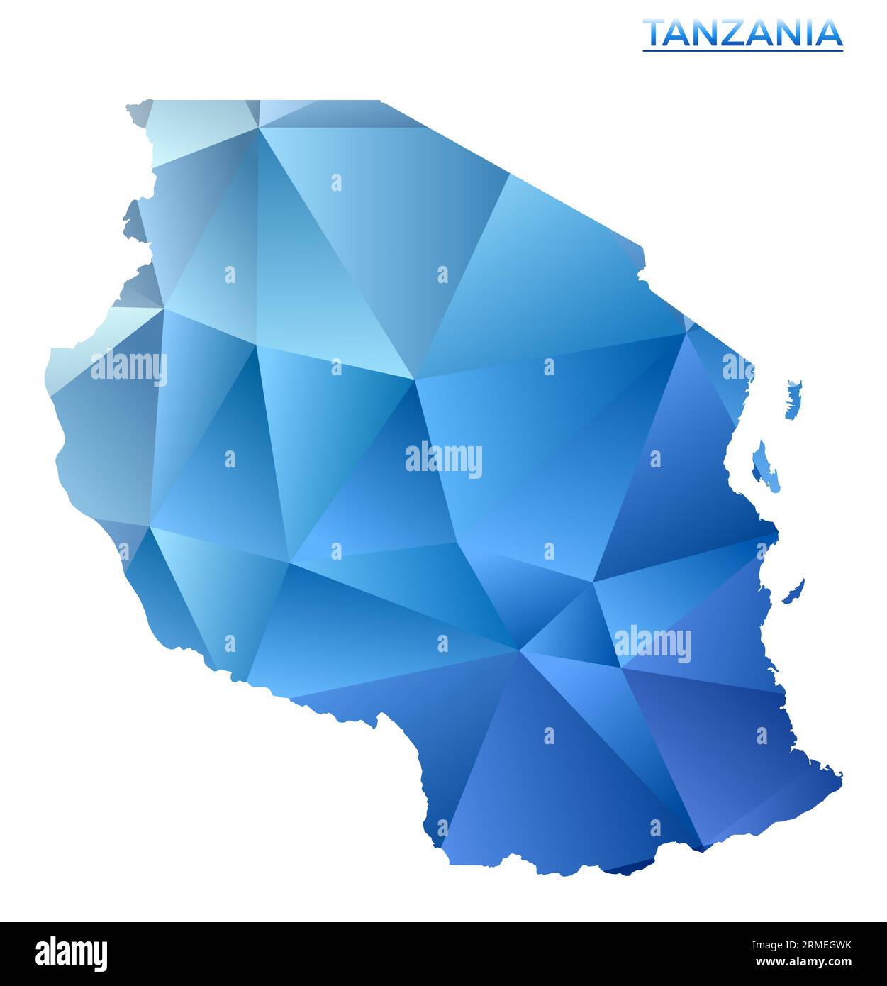 Vector polygonal Tanzania map. Vibrant geometric country in low poly style. Modern illustration ...