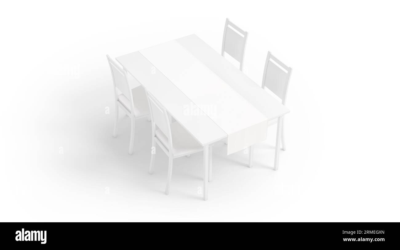 Blank white table runner mockup, side view Stock Photo - Alamy