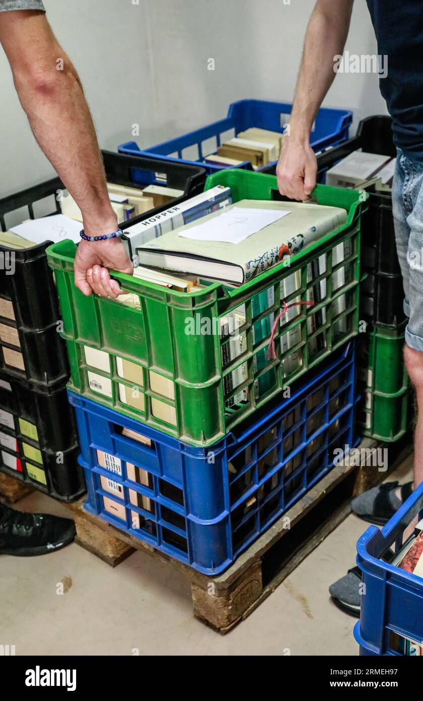 Brno, Czech Republic. 28th Aug, 2023. Nearly a ton of books from ...