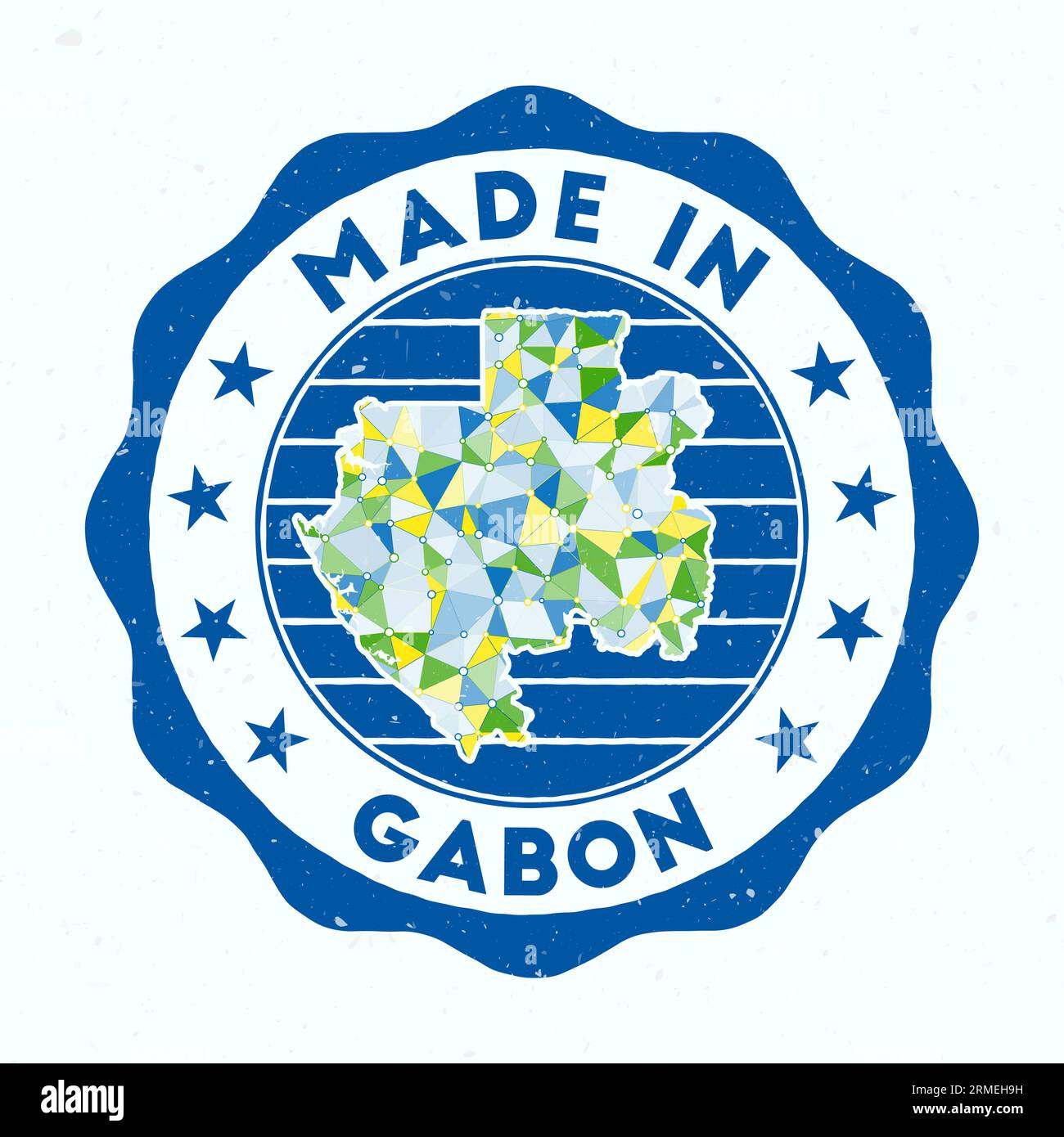 Made In Gabon. Country round stamp. Seal of Gabon with border shape ...
