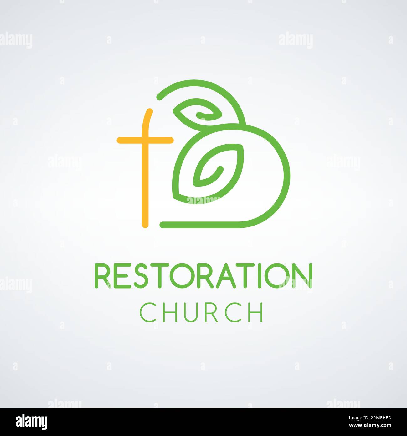 Letter B with leaves and cross church organization Logo design template ...