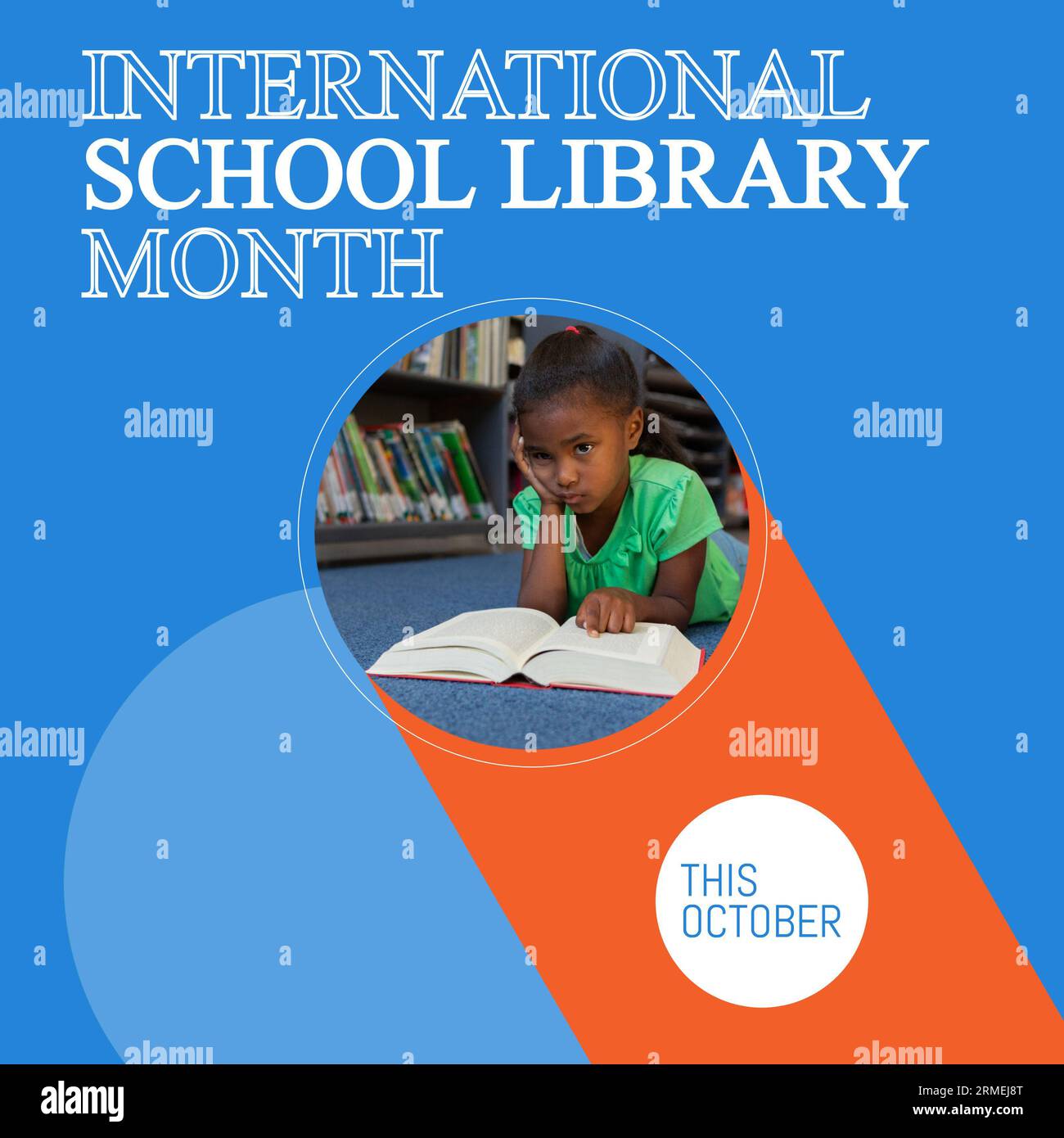 This october, international school library month text, african american ...