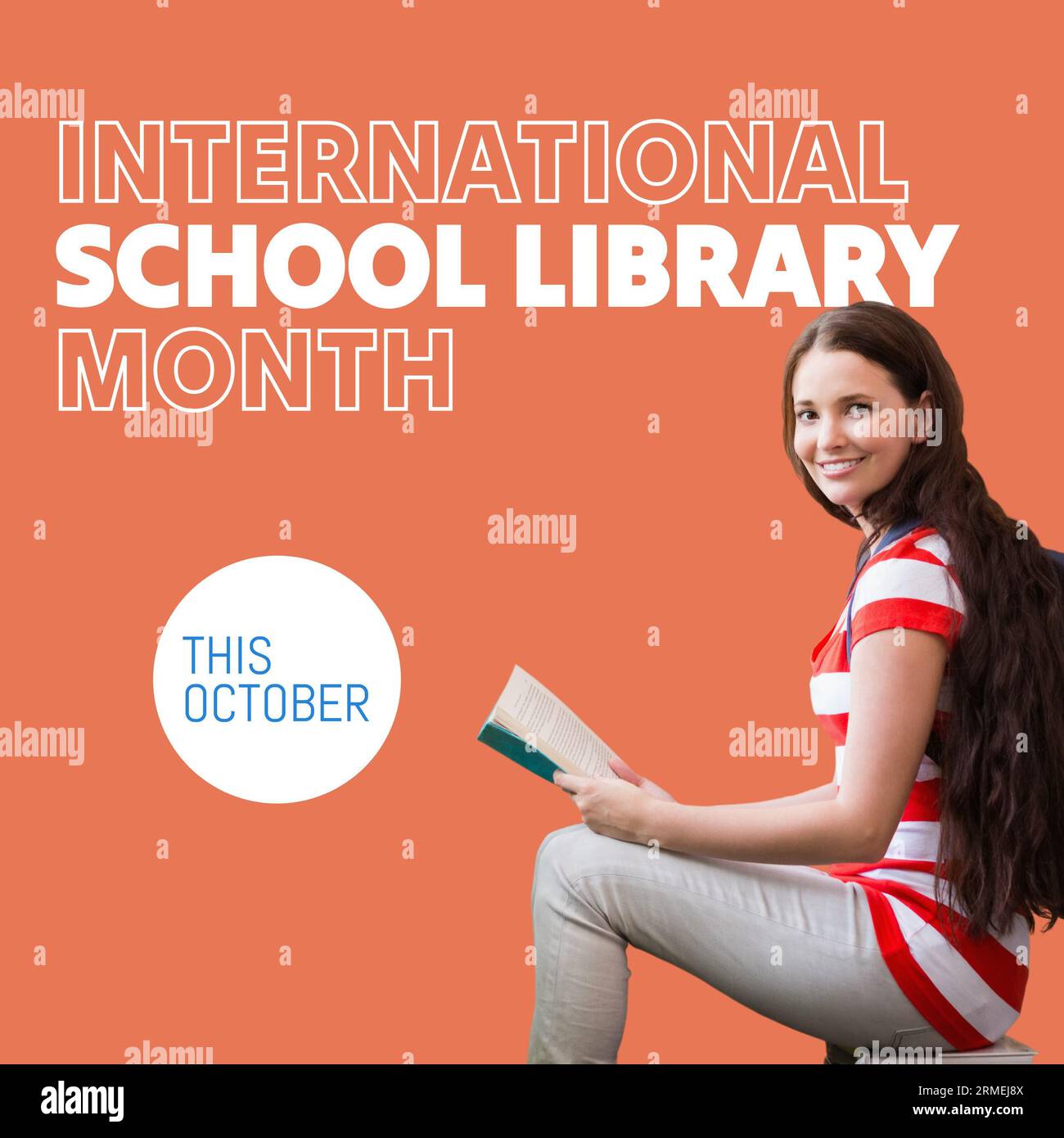 Composite of this october, international school library month text and ...
