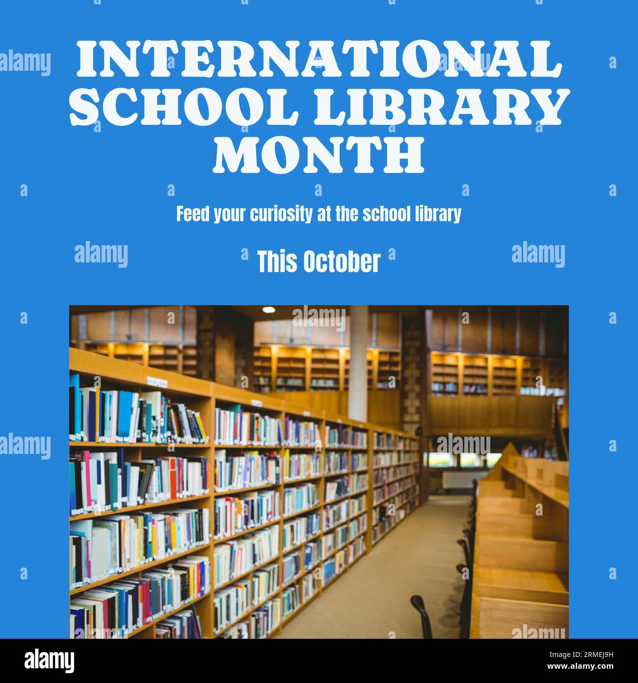 Composite of this october, international school library month text and ...