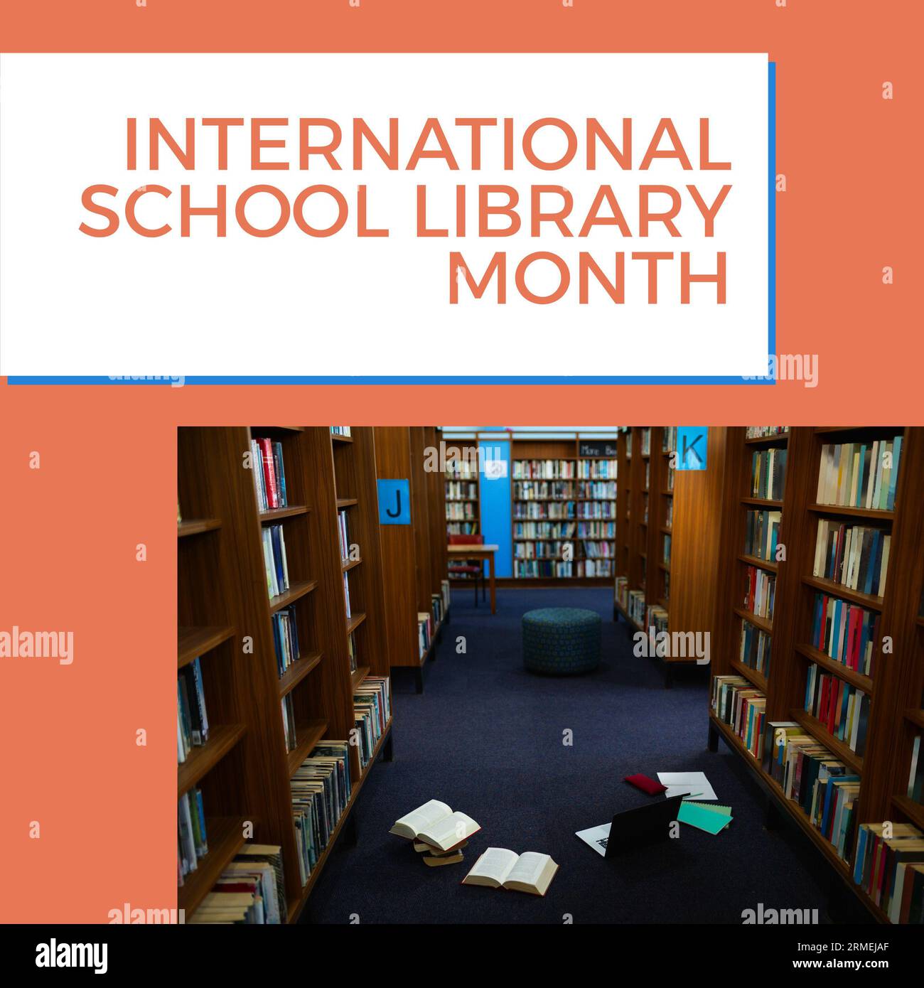 Composite of international school library month text and various books ...