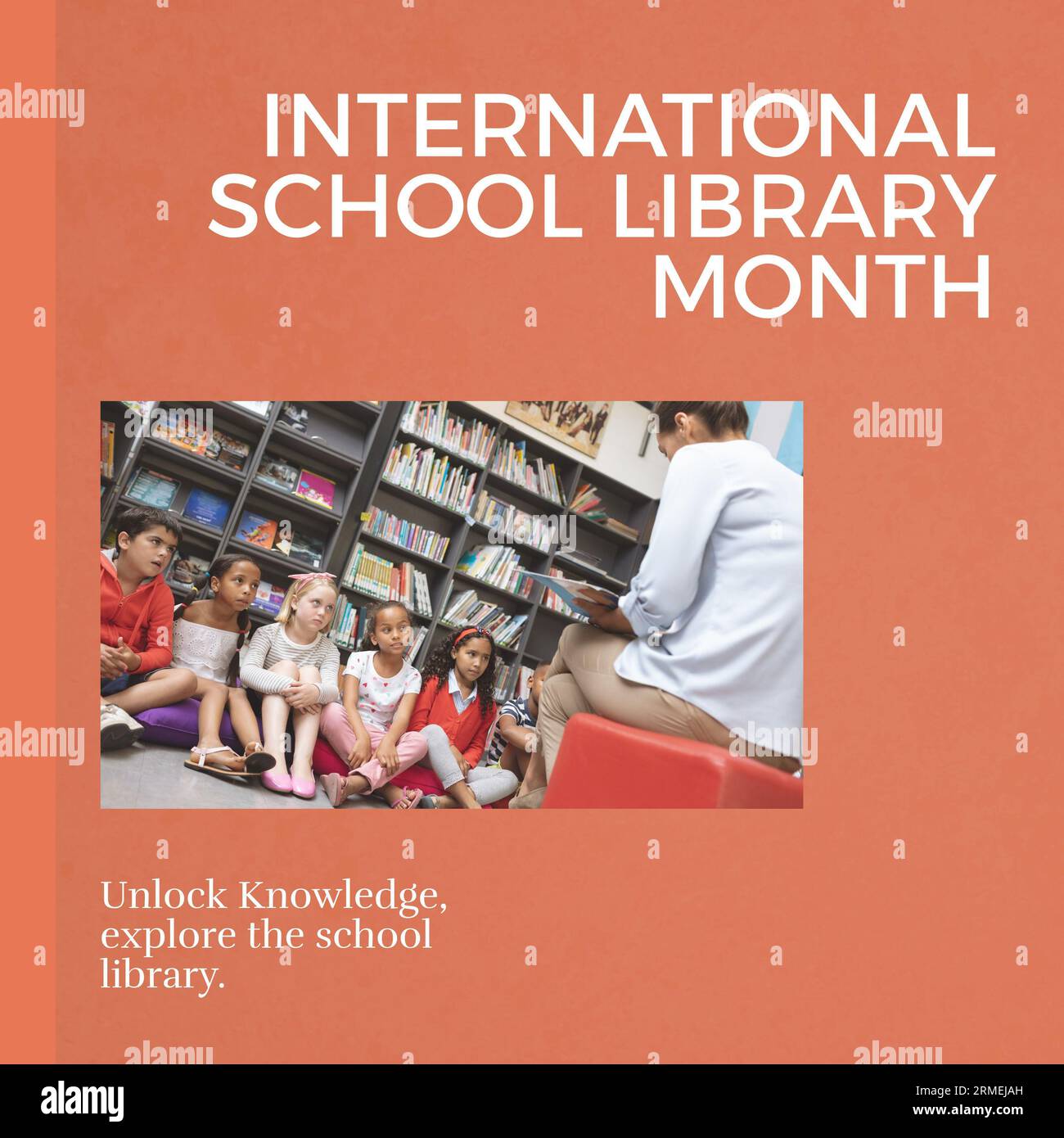 Composite of international school library month text and diverse ...