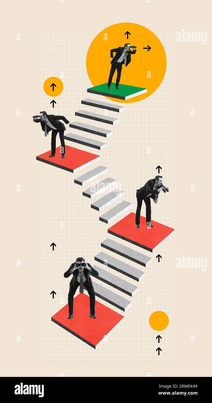 Businessman looking in binocular, searching for new professional ...