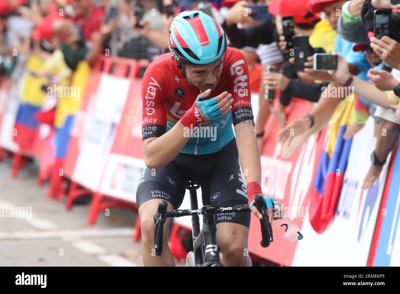 Andreas Kron shows his emotions after dedicating his stage win to ...