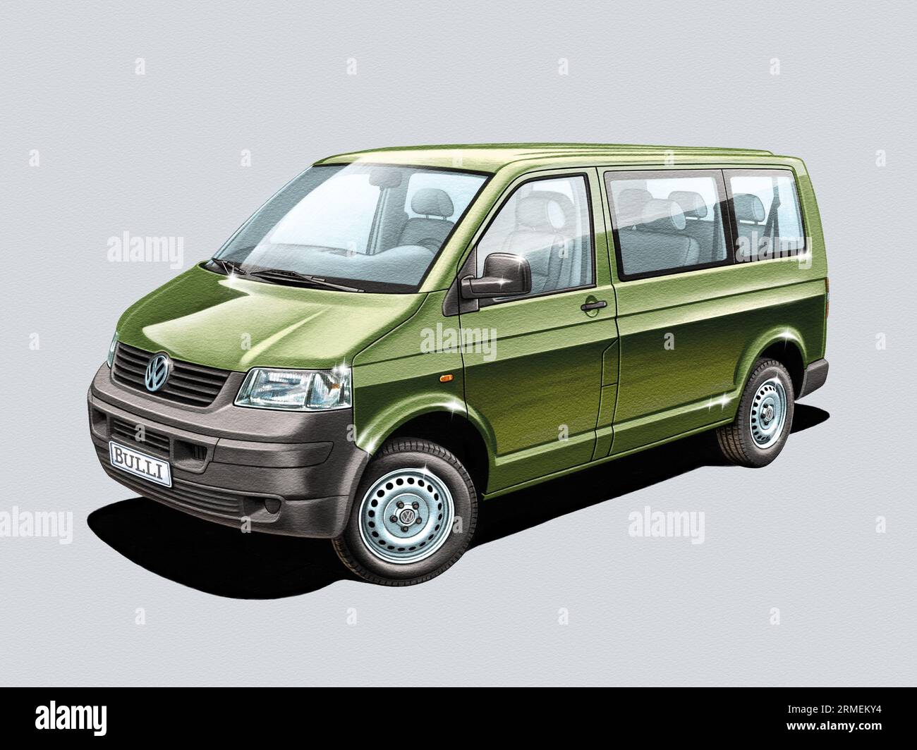 Green VW Bulli T5 / Illustration Vintage Style Stock Photo - Alamy
