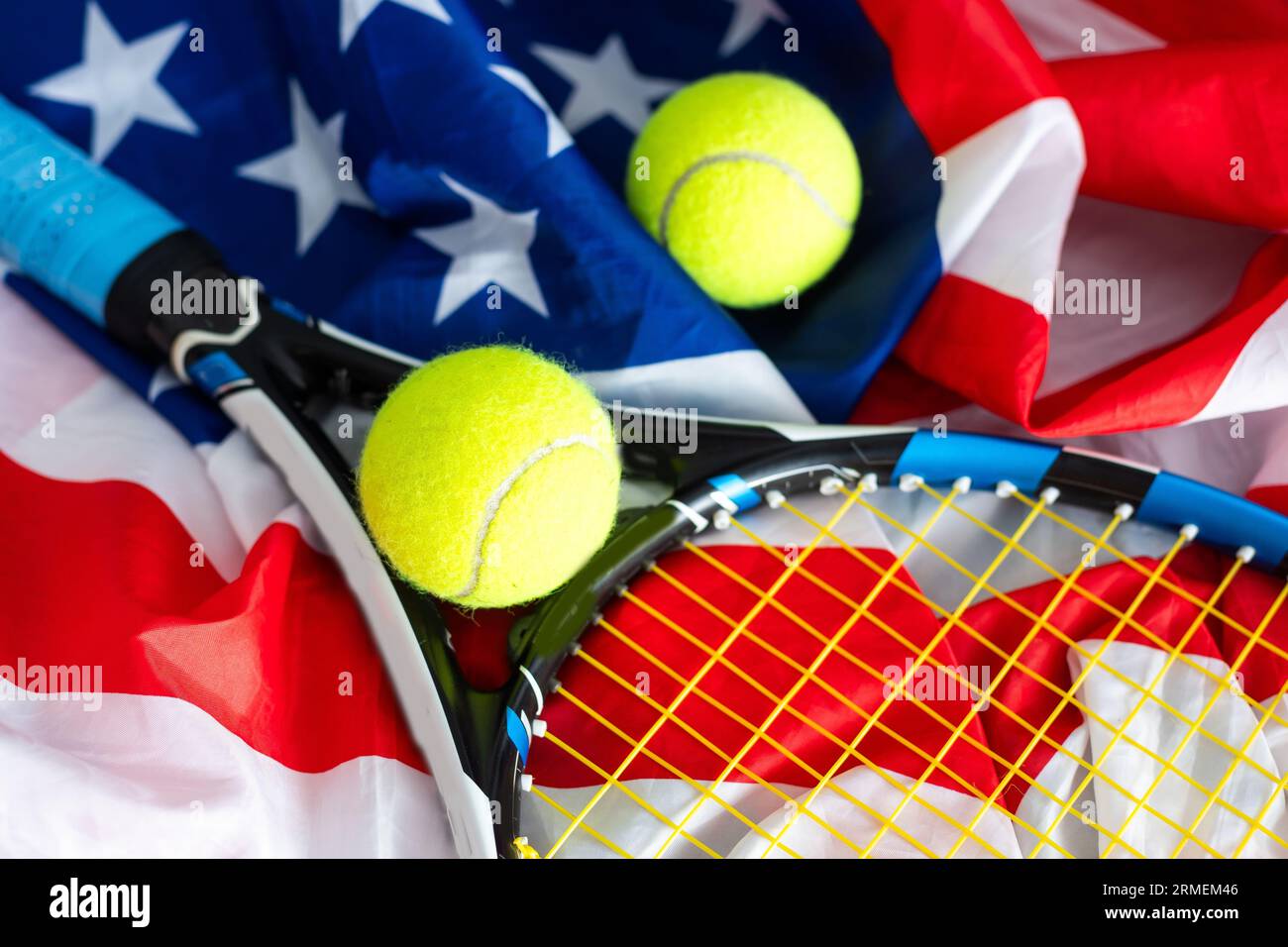 American flag with tennis rackets Stock Photo - Alamy