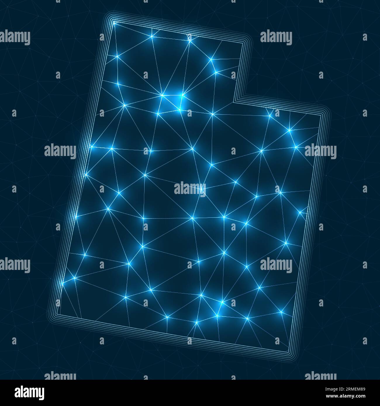 Utah network map. Abstract geometric map of the US state. Digital ...