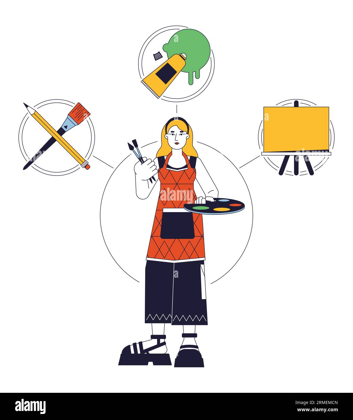 Creator archetype flat line concept vector hero illustration Stock ...