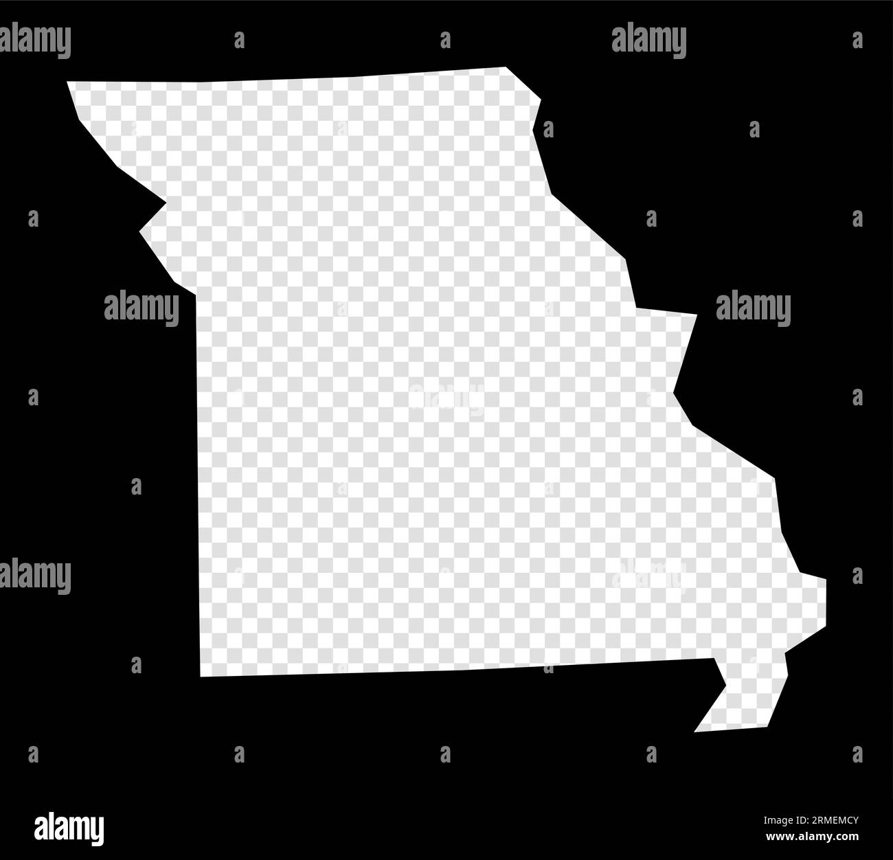 Stencil map of Missouri. Simple and minimal transparent map of Missouri ...