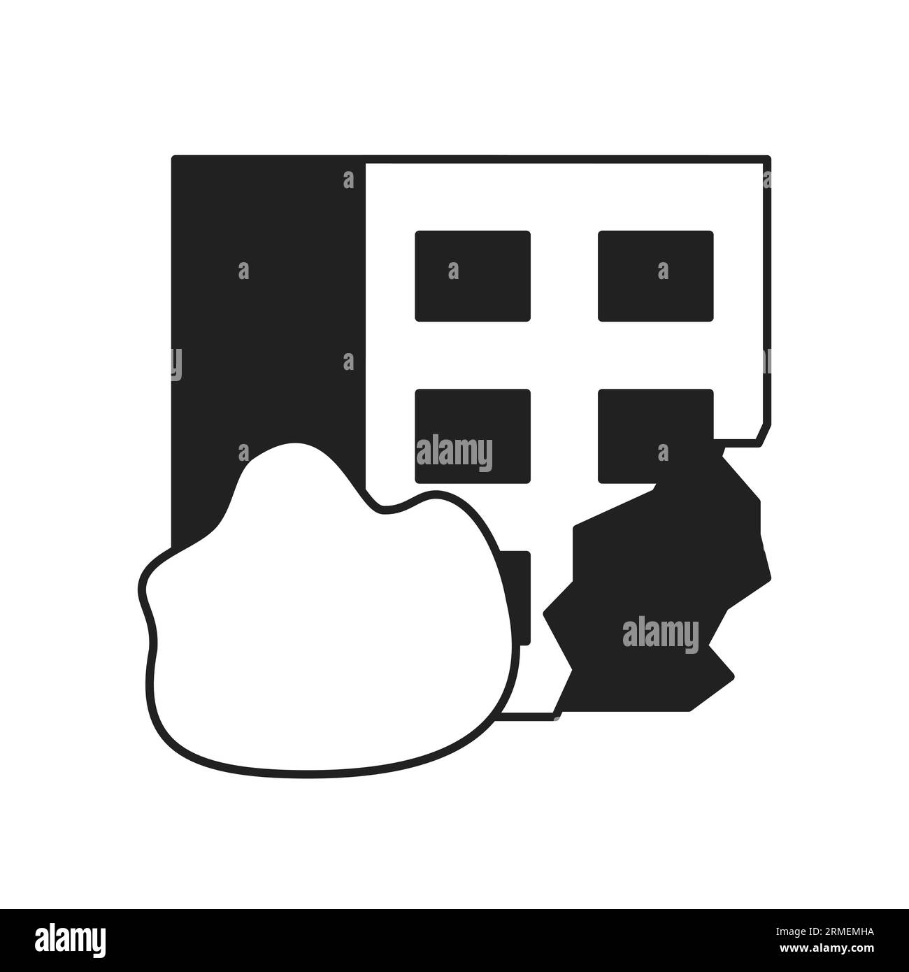 Abandoned broken house monochrome flat vector object Stock Vector Image ...