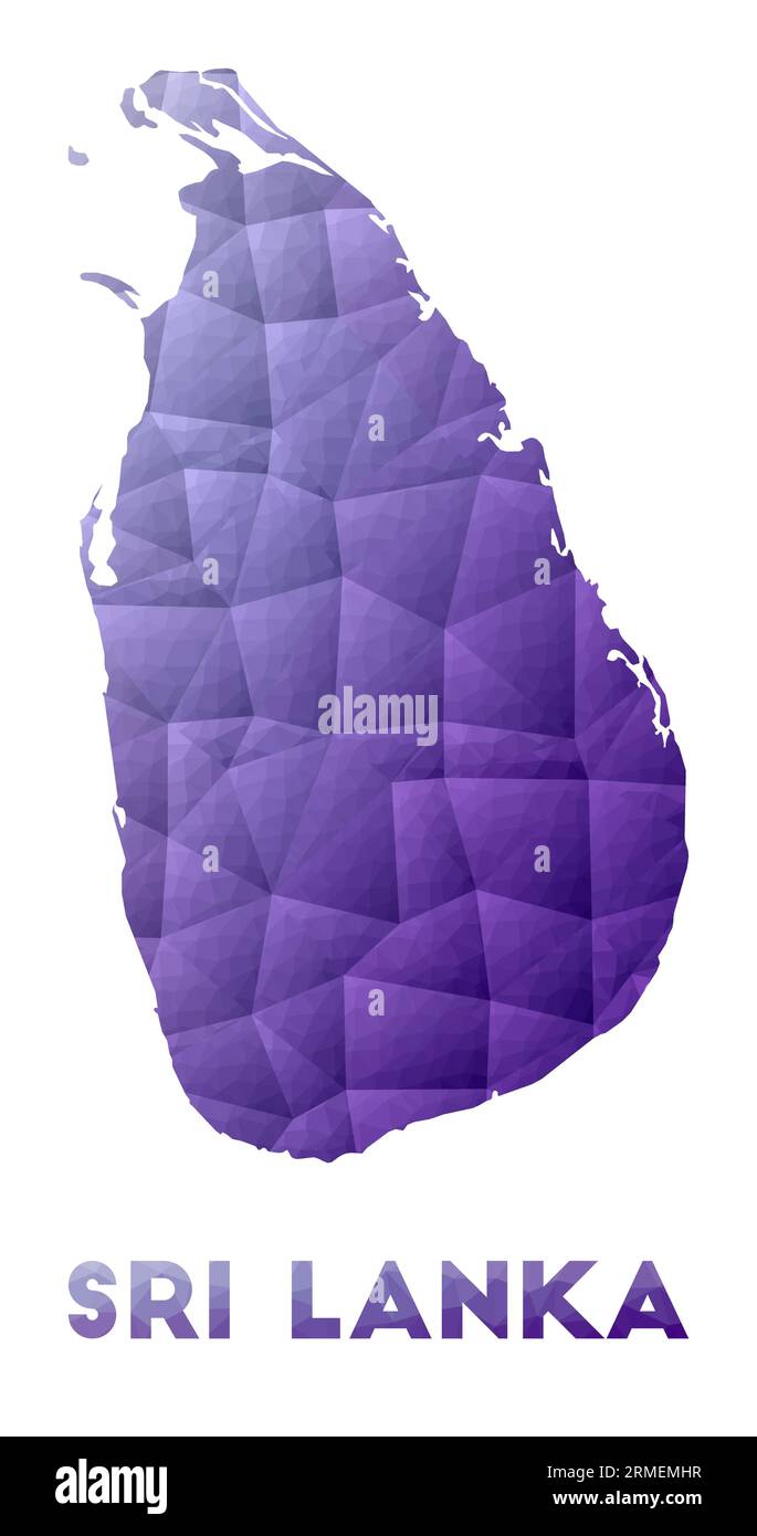 Map of Sri Lanka. Low poly illustration of the country. Purple ...