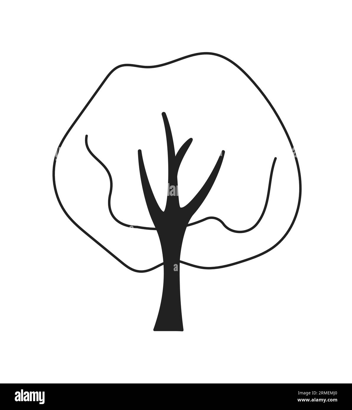 Decorative park tree monochrome flat vector object Stock Vector Image ...