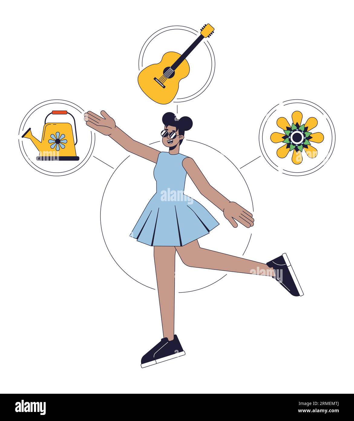 Innocent person archetype flat line concept vector hero illustration ...